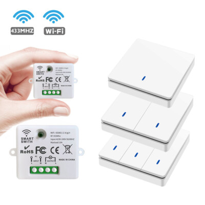 230V Funkschalter System Wlan 433mhz RF Wand Lichtschalter Mini ...