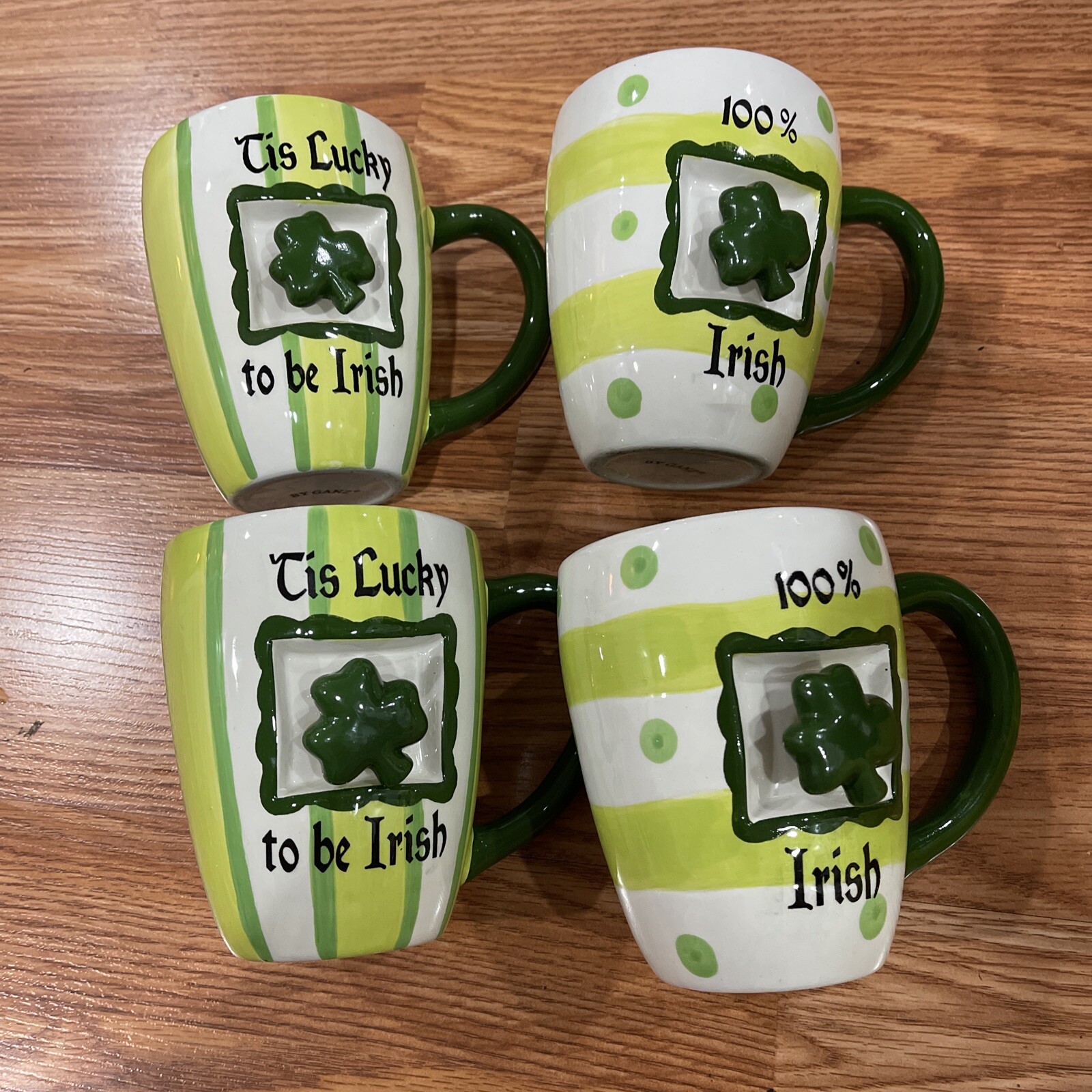 set of four by ganz 100% Irish coffee mugs Shamrock Green St Patrick ...