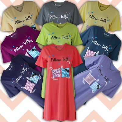Ladies Nightdress Fun Nightie Pillow Talk Cat Night Shirt 100% Cotton ...
