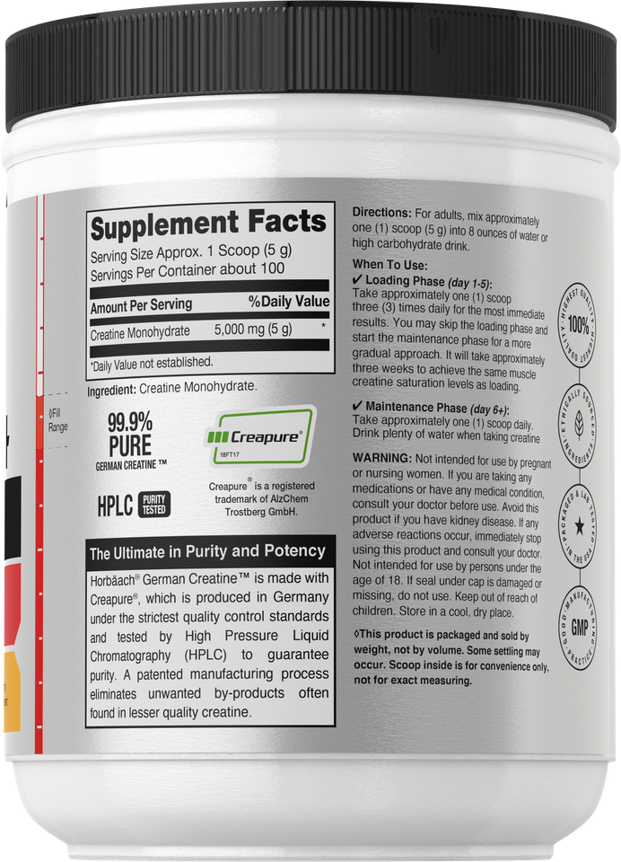 German Creatine Monohydrate Powder 500g | Vegetarian, , Non-GMO | by ...