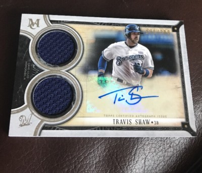 2018 TOPPS MUSEUM COLLECTION TRAVIS SHAW DUAL RELIC AUTOGRAPH AUTO 171/ ...