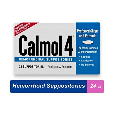 Calmol 4 Hemorrhoidal Suppositories 24 Count Doctor Recommended for ...