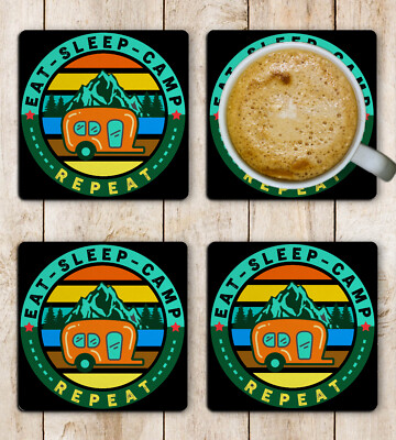 Caravan Camping Drink Coasters Set of Four Neoprene | eBay Australia