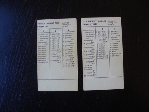 STRAT-O-MATIC BASEBALL Original 1964-65 PITCHER'S HITTING CARDS 2 Card ...