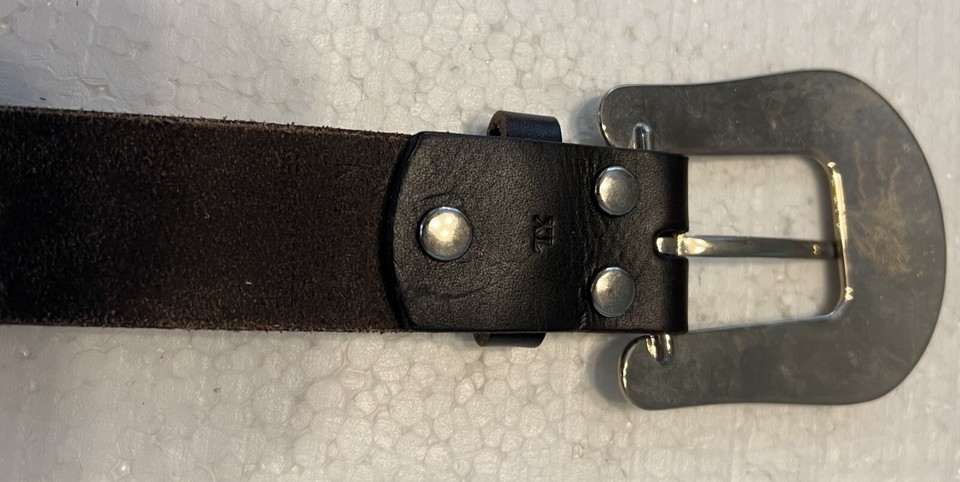 Ladies Brown Leather Belt with Conchos & Laser Cut Mask Pattern - Pre ...