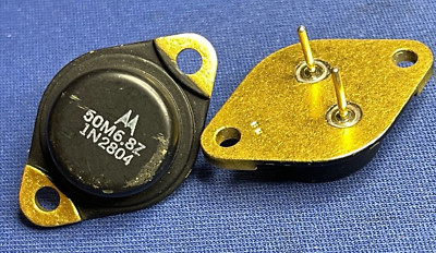 1N2804 MOTOROLA 50M6.8Z POWER ZENER DIODE Vintage TO-3 BLACK gold leads ...