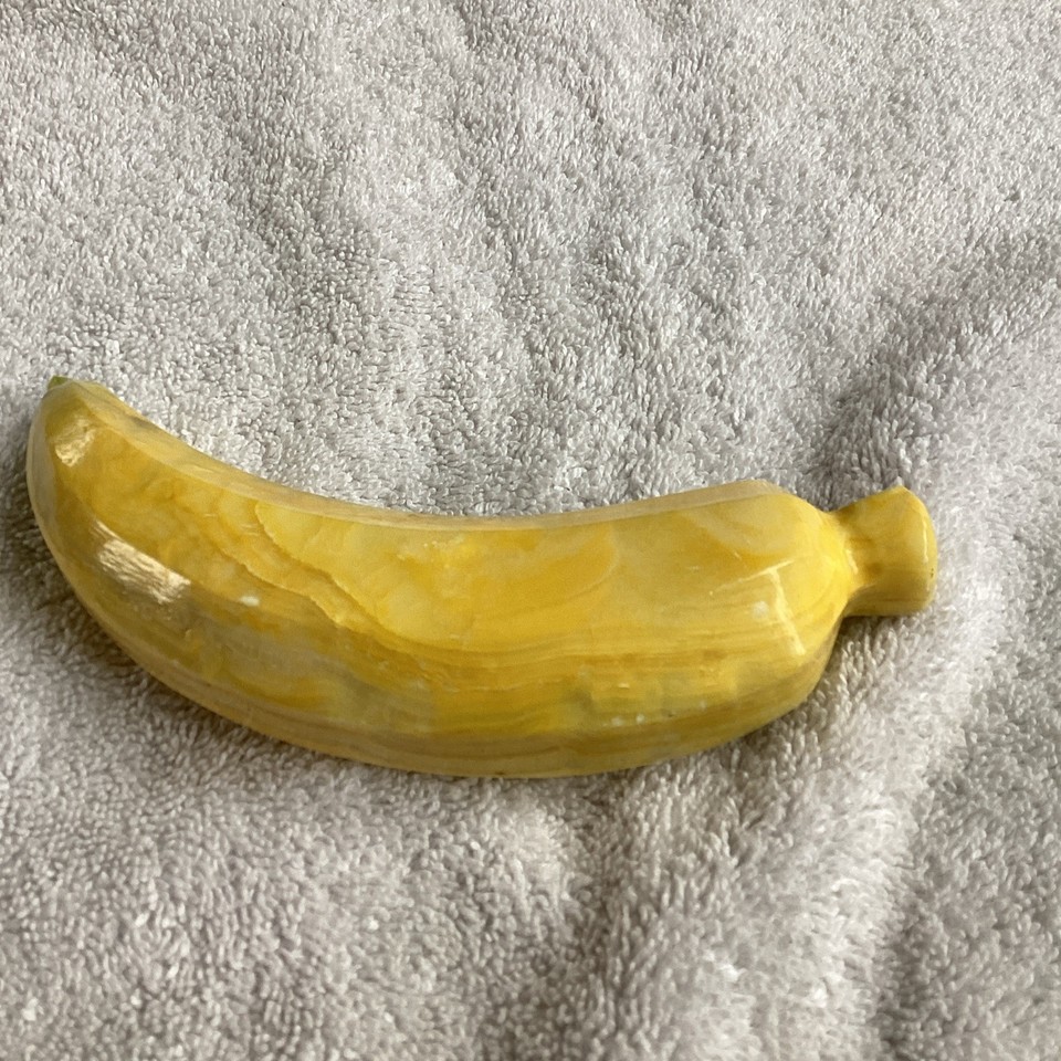 Vtg MCM Stone Hand Carved Fruit Set of 4 Apple, Peach,Banana Italian ...