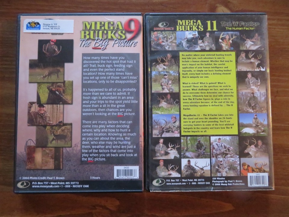 6 BOW HUNTING DEER DVD LOT; MOSSY OAKS MEGABUCKS, WHITETAIL DRIVEN, etc ...