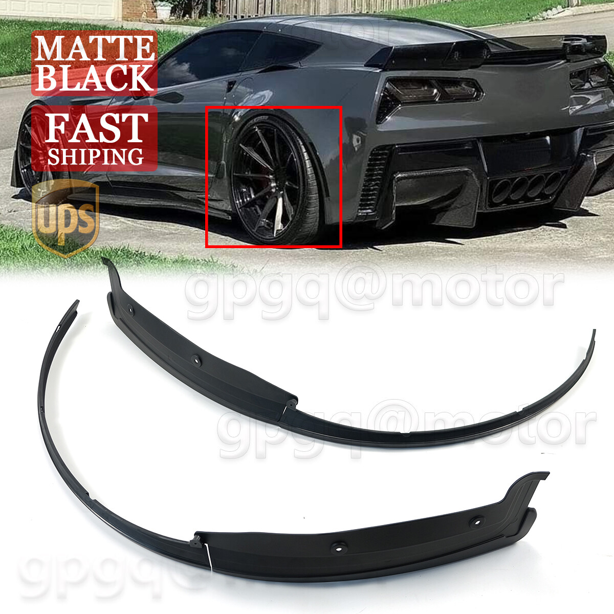 For Corvette C7 Z06 2014-2019 Matte Rear Quarter Extension Pair Wheel ...