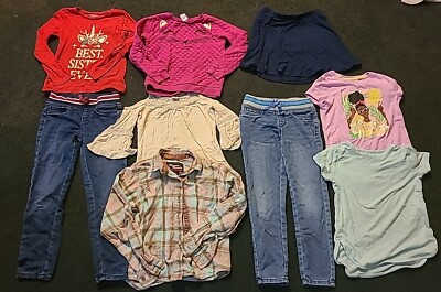 Lot of 9 Girls Size 7-8 Clothes, Pants, Long Sleeved Shirts, Short ...