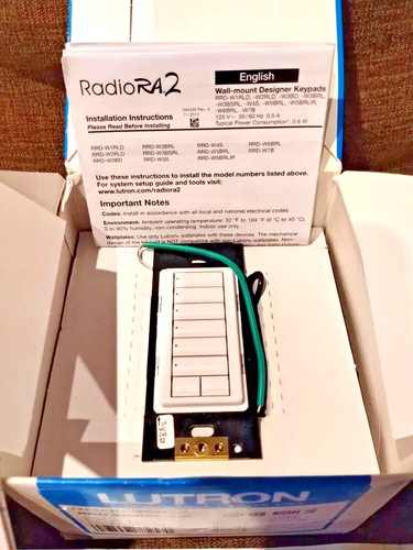 Lutron RRD-W6BRL SW SNOW WHITE RadioRA 2 seeTouch 6 Button Keypad Ea ...