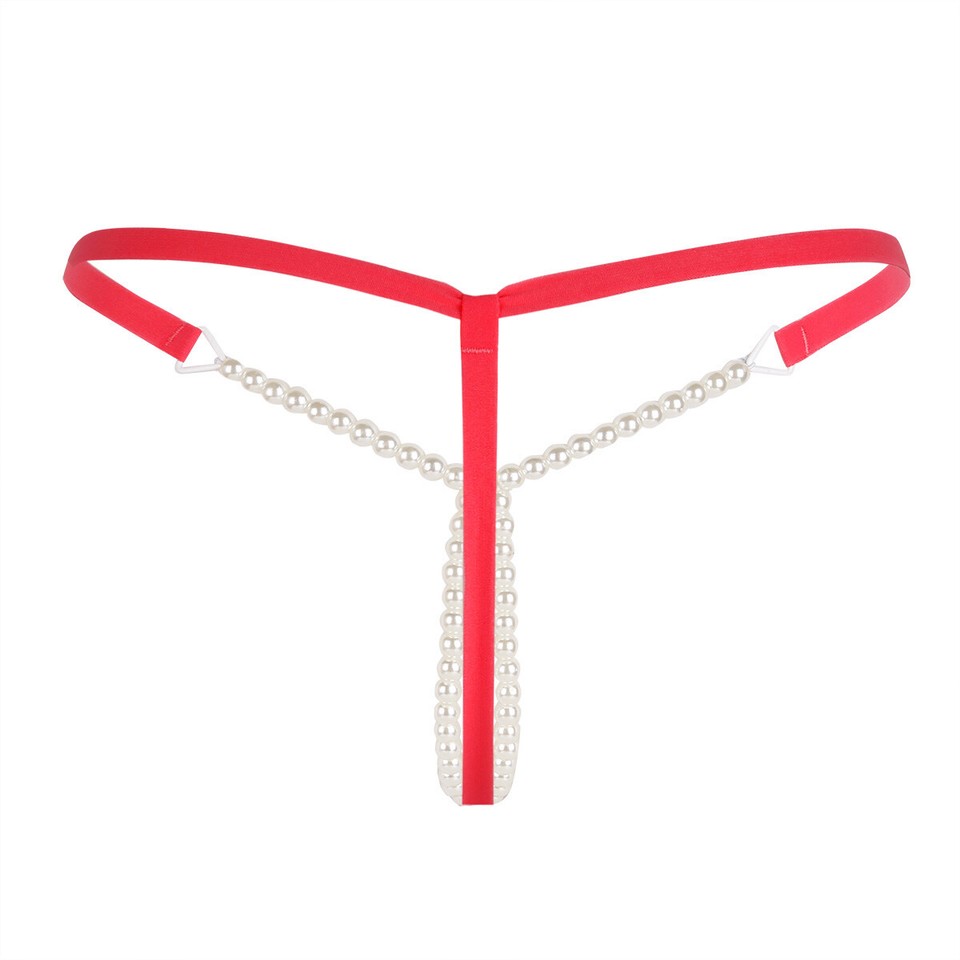 Women Pearl Micro G-Strings Bikini Briefs Low Rise Massage Chain Thong ...
