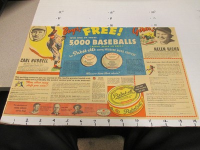 newspaper ad premium 1930s CARL HUBBELL baseball NY Giants pitcher ...
