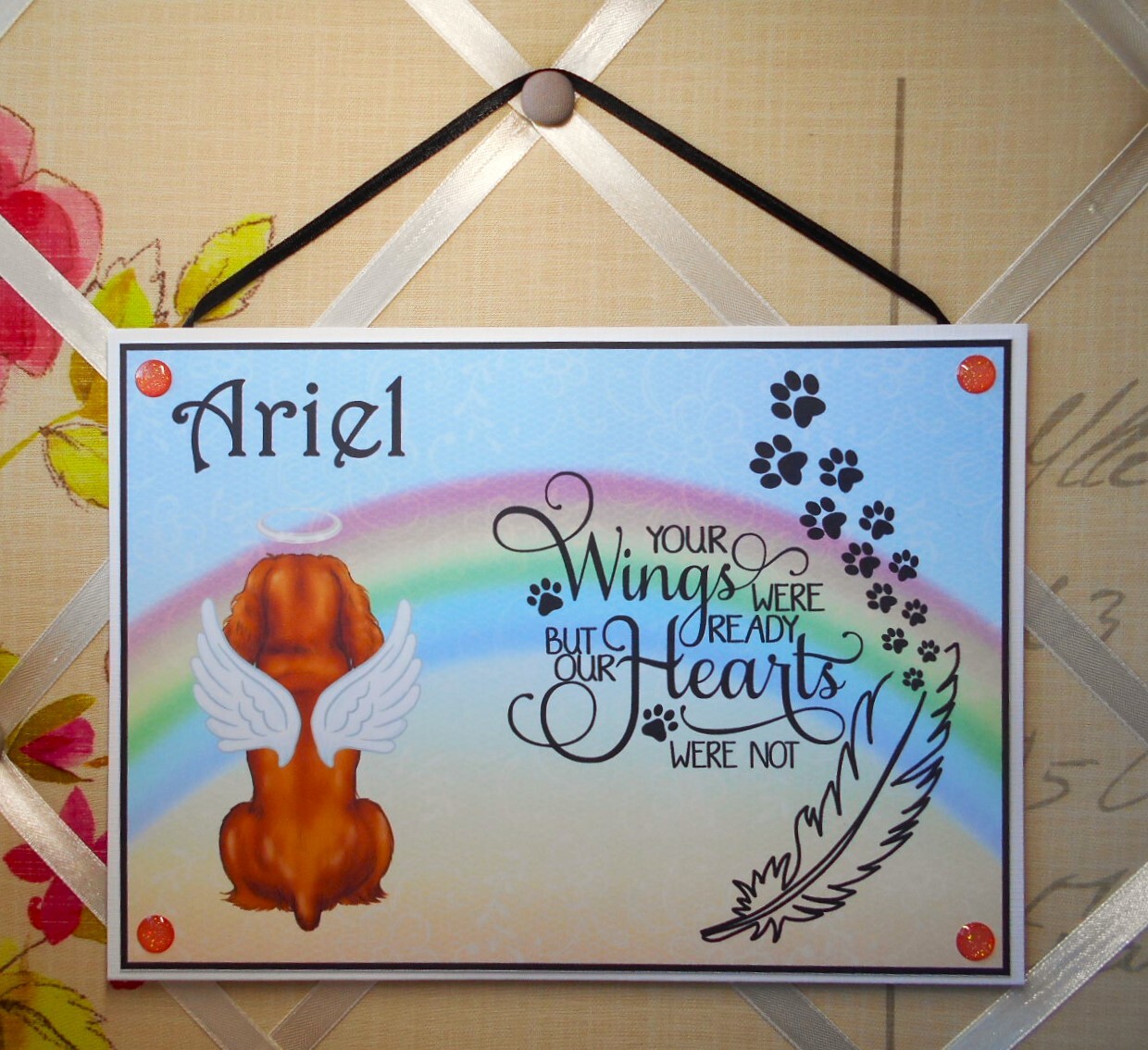 Cocker Spaniel Dog Personalised Memorial Wall Sign Rainbow Bridge ...
