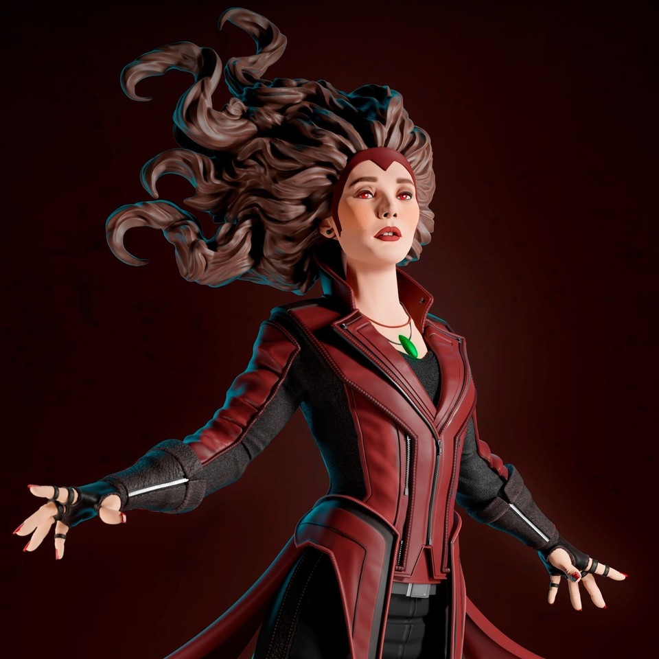 Scarlet Witch Woman Unpainted Unassembled 3D printed Kit Resin Model GK ...