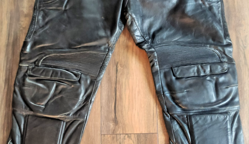 JTS Black Leather Motorcycle Pants Trousers Hip & Knee CE Armour Waist ...