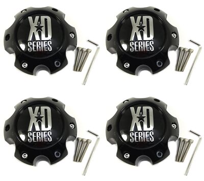 4 XD Series Black Wheel Center Caps for 6L XD813 Batallion AX201 AX202 ...