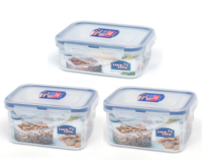 3Pcs Lock & Lock Classic Food Storage Plastic Container Set(470mL x2 ...