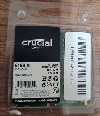 Crucial RAM 64GB Kit (2x32GB) DDR4 3200MHz CL22 Laptop Memory | eBay