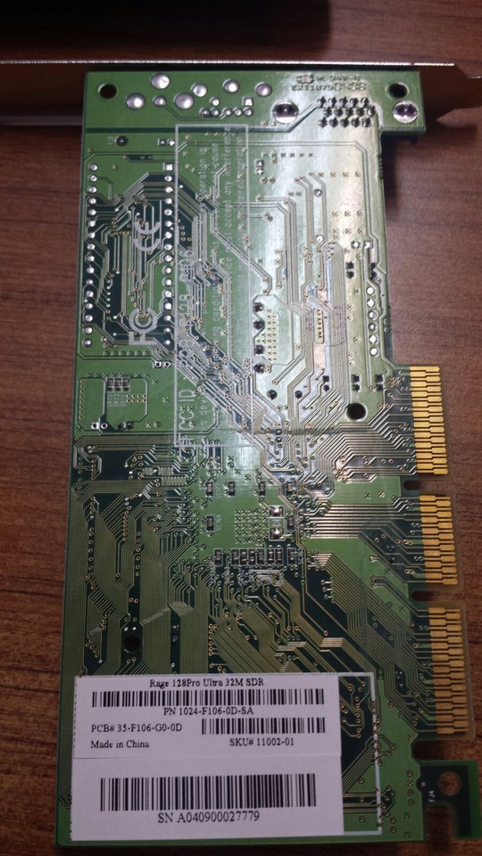 ATI SAPPHIRE RAGE 128 PRO ULTRA 32MB SDR VIDEO CARD 1024-F106-0D-SA VGA ...