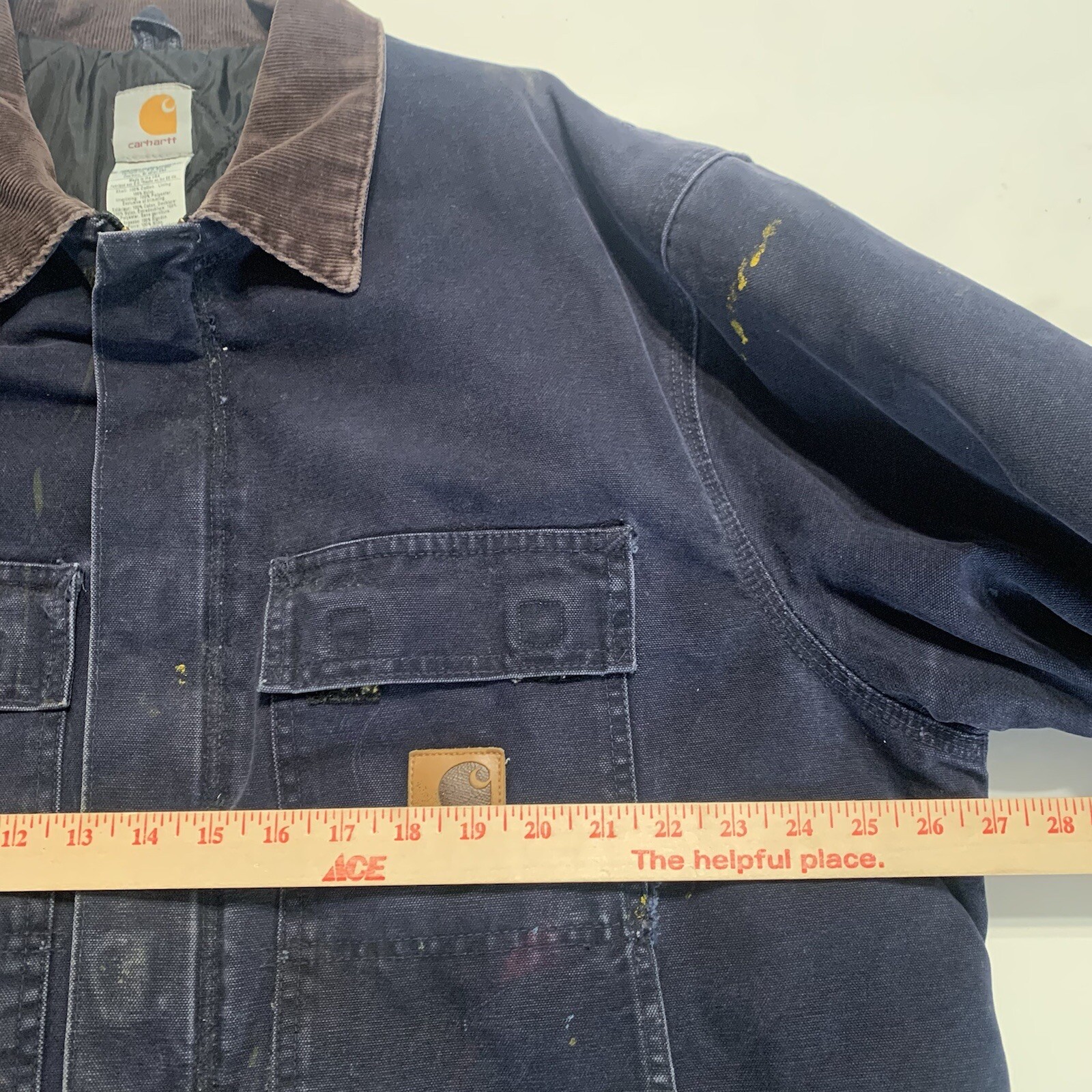 Vintage Carhartt Chore Jacket Navy Blue Mens Size XL C26 MDT Distressed ...