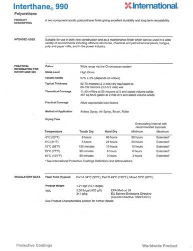 International Interthane 990, Two Component, Acrylic Polyurethane ...