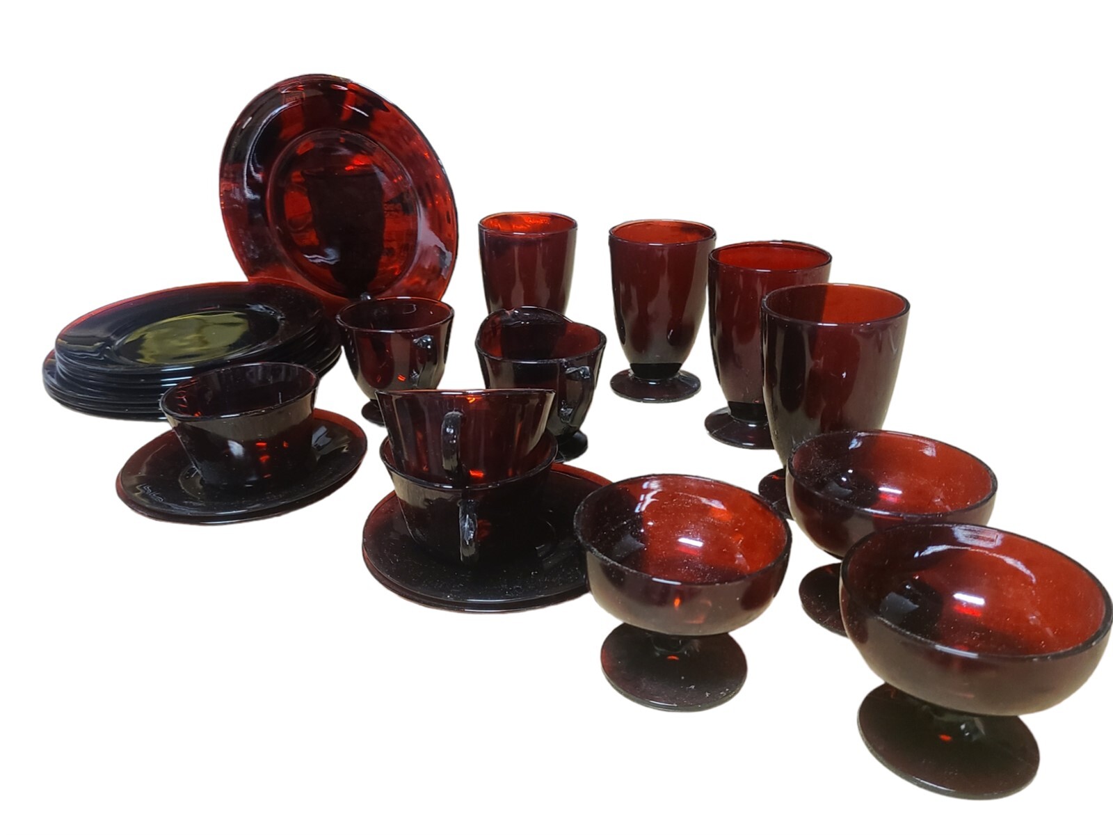 Anchor Hocking Vintage Ruby Red Glass Dish Set 24 pieces | eBay