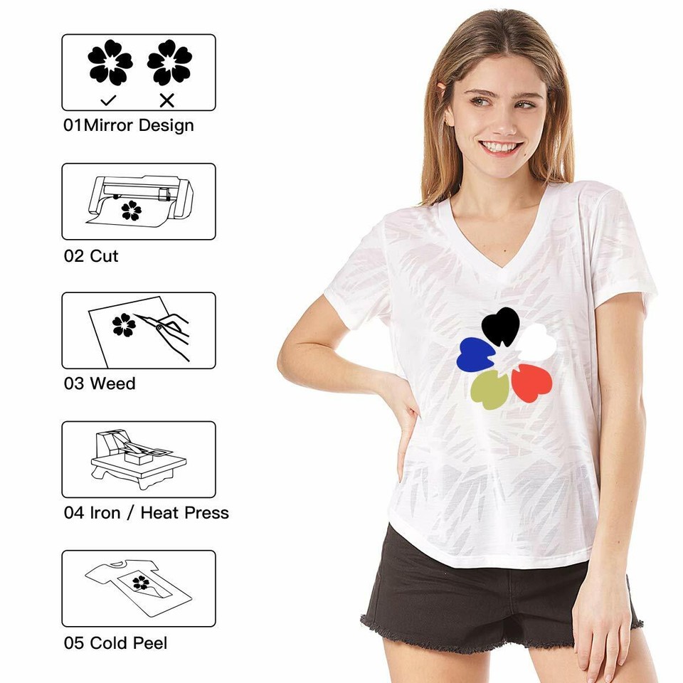 Heat Transfer Vinyl Roll Iron on Heat Press HTV T-shirt 12"x 1-17 Yds ...