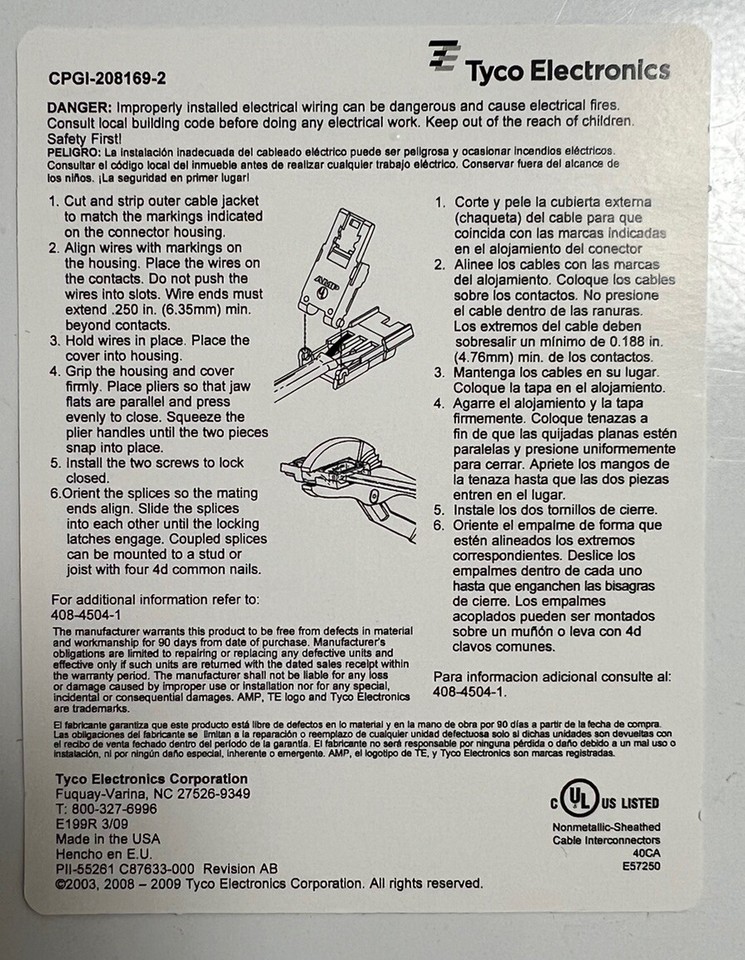 (3 Packs) Tyco Non-Metallic Splice Kit 3 Wire Connection CPGI-208169-2 ...