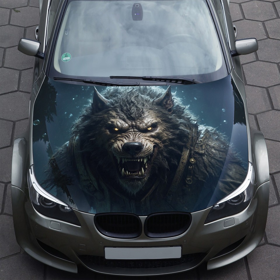 Werewolf Car Hood Wrap Decal Vinyl Sticker Wolf Full Color Graphic Fit ...