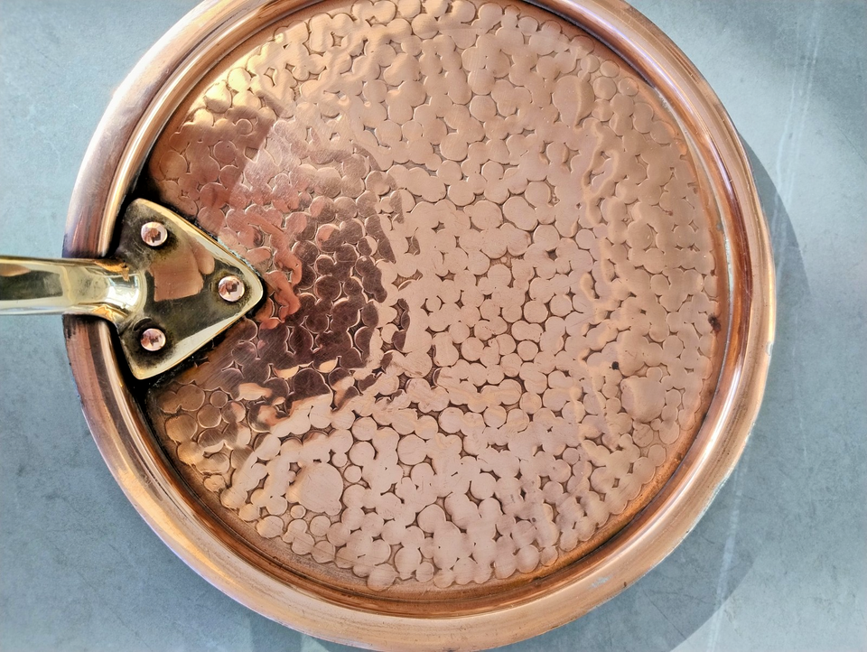 Antique French Copper & Bronze Saucepan Pan Lid Tin Lined Fits 18cm Pan ...