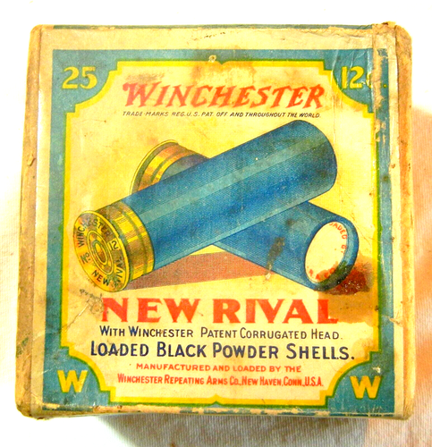 Vintage Winchester New Rival 12 ga shotgun shell ammo box empty ...