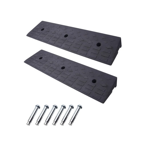 2 Pack 4'' Rise Rubber Curb Ramp Heavy Duty Loading Rubber Curb Ramps ...