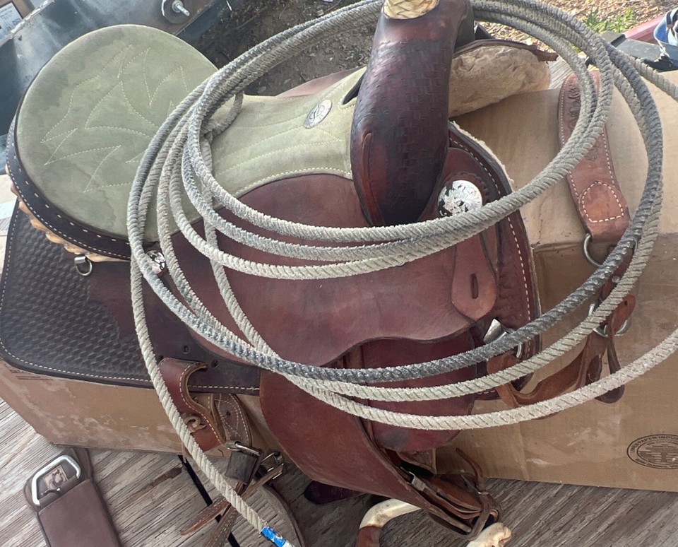 Handmade Billy Cook Roping Saddle/W rope and saddle blanket | eBay