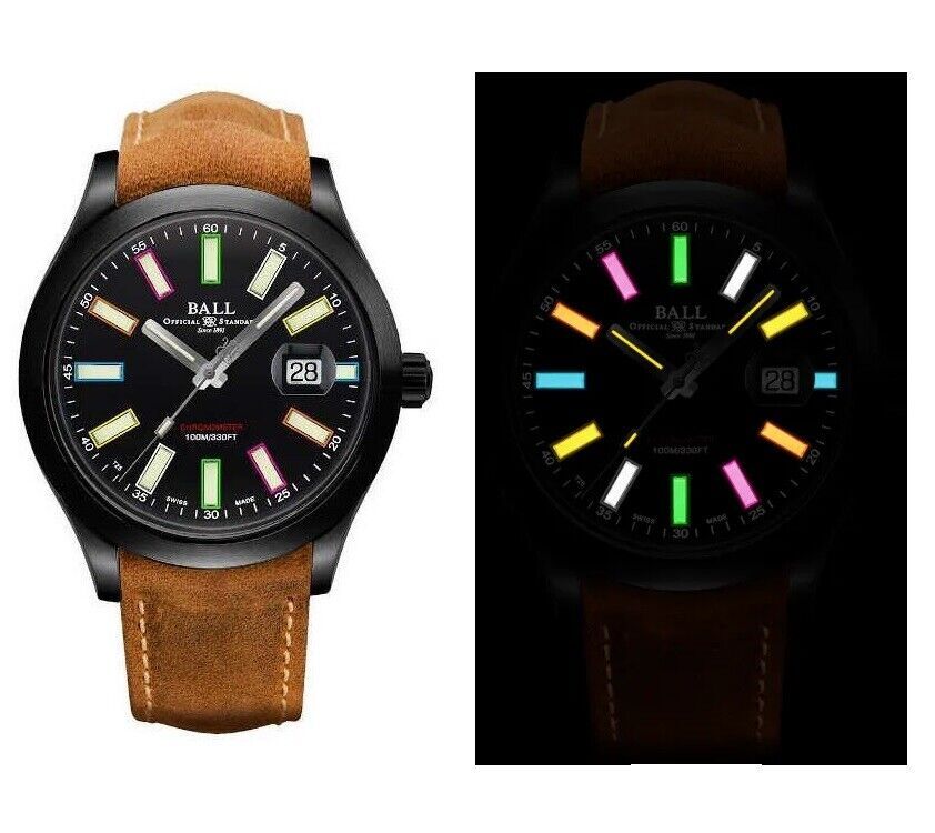 BALL Engineer II Rainbow 43 mm Black Titanium Case with Brown Leather ...