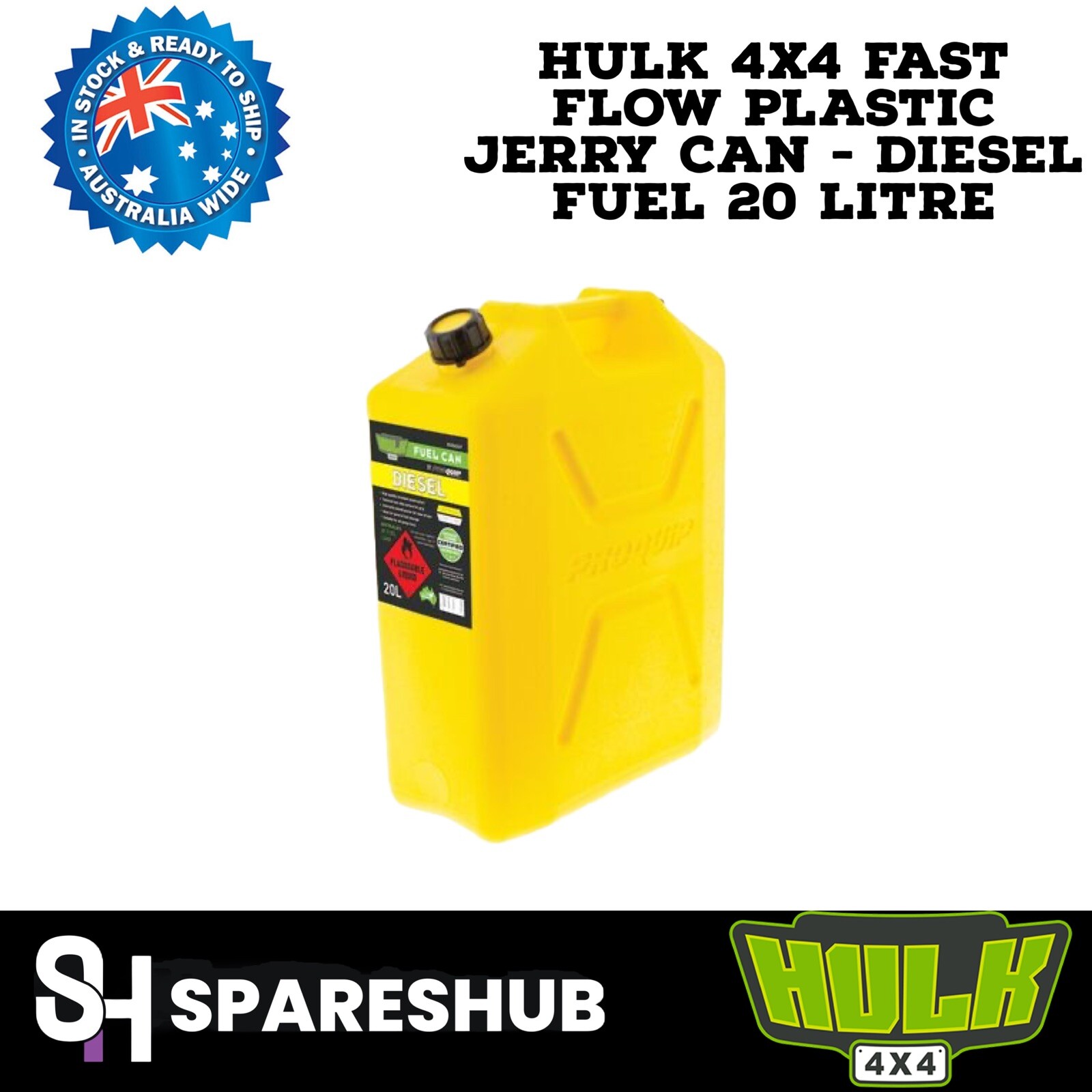 Hulk 4x4 FAST FLOW PLASTIC JERRY CAN - DIESEL FUEL 20 LITRE | eBay