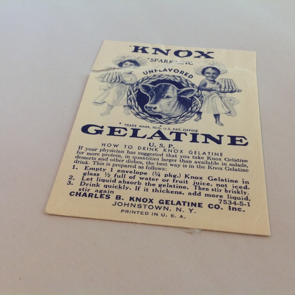 Vintage Used Knox Sparkling Unflavored Gelatine Packet 1900's Graphics ...