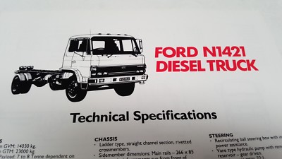 1986 FORD N1421 DIESEL TRUCK New Zealand Issue Specs Sheet | eBay