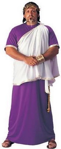 Roman Toga Costume Julius Caesar Purple Robe Wht Drape & Cord Belt Plus ...