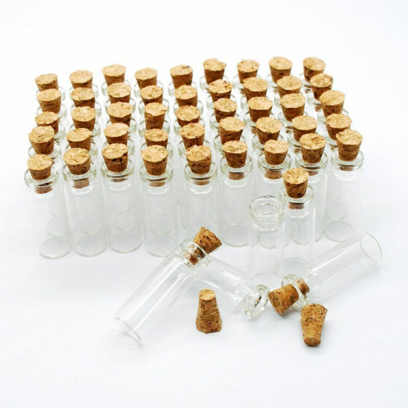 10pcs Mini Fancy Empty Glass Bottles Wishing with Corks Necklace ...
