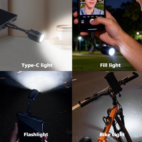Type C LED Camping Flashlight With Adjustable Brightness Pocket ...