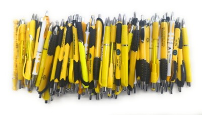 Bulk Misprint Pen Lots YELLOW NEON LEMON Ballpoint Click Pens 10/30/100 ...