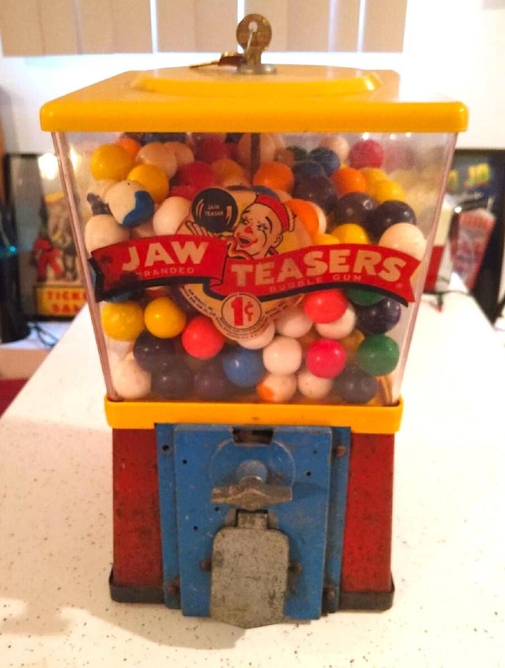 VINTAGE 1950's JAW TEASERS CIRCUS CLOWN COIN OP GUMBALL VENDING MACHINE ...