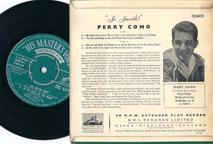 7" PERRY COMO 45 EP "So Smooth!" British UK His Master´s Voice 7EG8171 ...