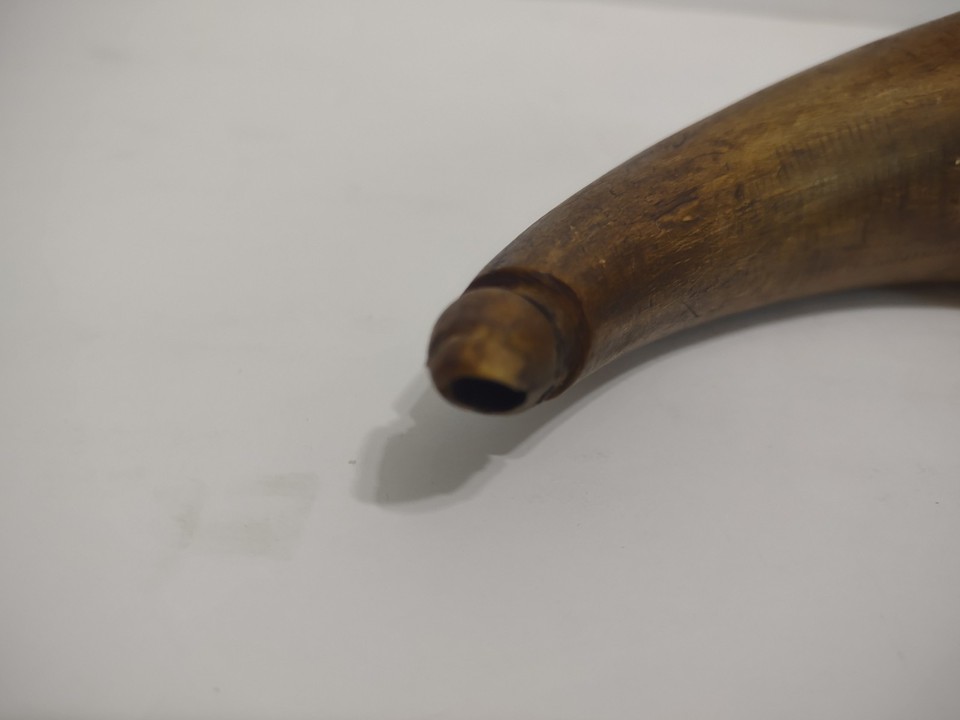 Vtg Antique Blackpowder Powder Horn Muzzleloader ~ Lot of 2 ~ Bull Horn ...