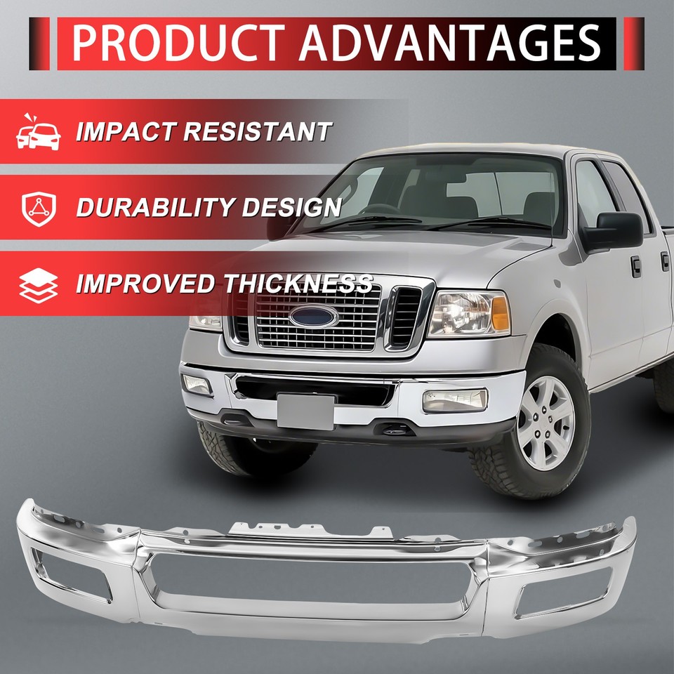 NEW Chrome Steel Front Bumper Face Bar Shell for 2004-2006 Ford F150 F ...