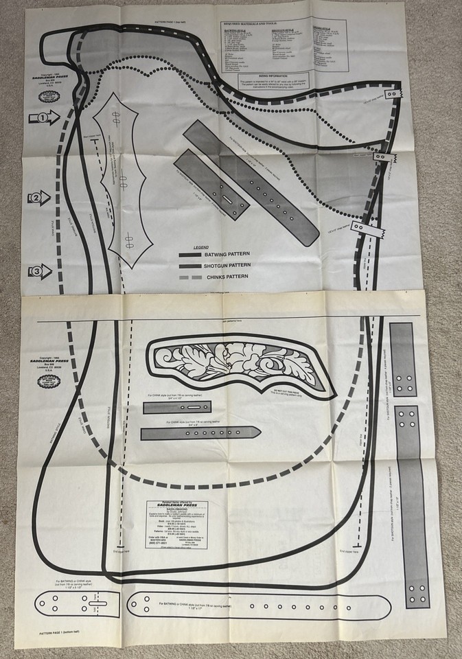 Dusty Johnson Leather Batwing Shotgun Chaps Pattern Instructions Full ...