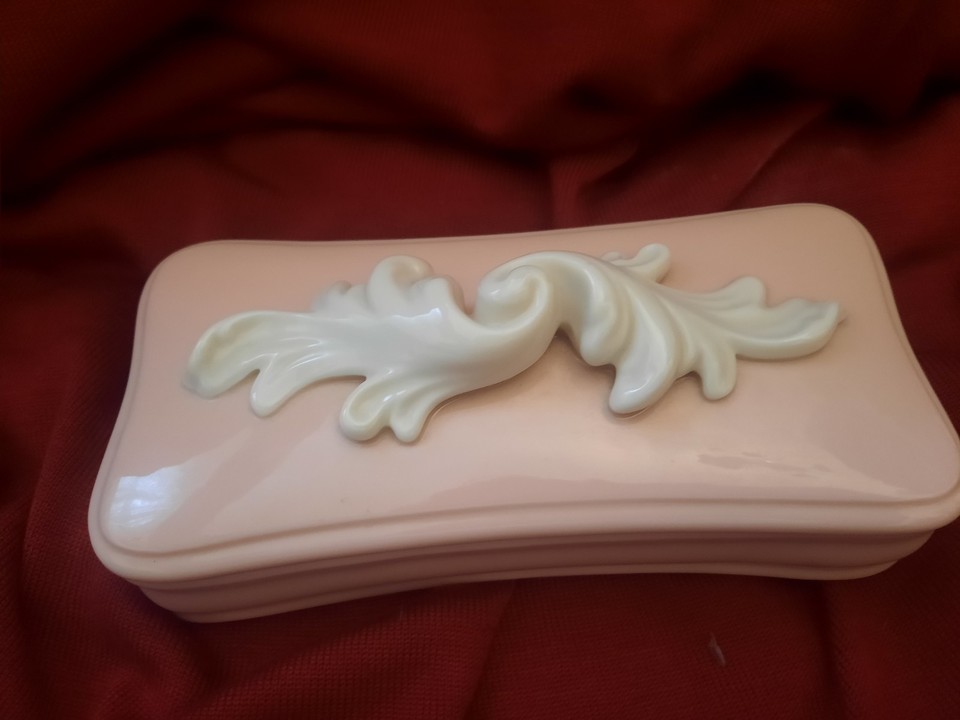 Vintage Pink Lenox Trinket Box with applied Leaf Design 7.5" Length | eBay