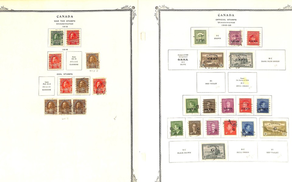 Canada Stamp Collection 1851 to 1963 in Scott Specialty Album, 35 Pages ...