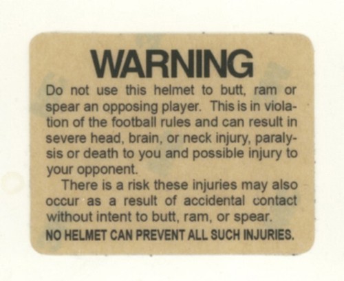 Vintage 1980s Team Issued NFL Warning Label Football Helmet Decal ...
